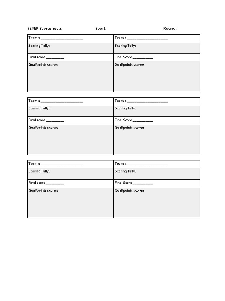 Sepep Scoresheets | PDF