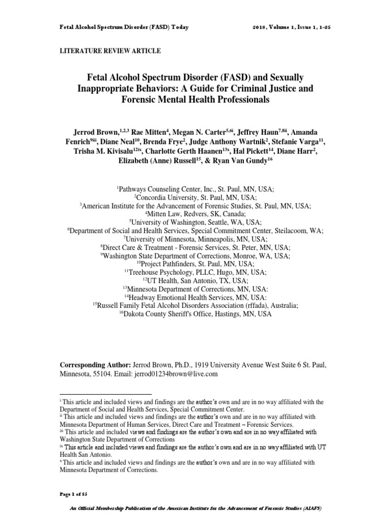 FASD and Sexually Inappropriate Behaviors: A Guide For Criminal Justice ...
