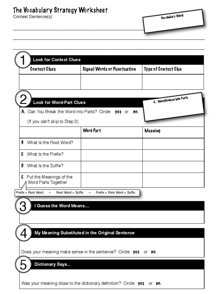 Vocabulary Strategy Worksheet Guide | PDF | Foreign Language Studies
