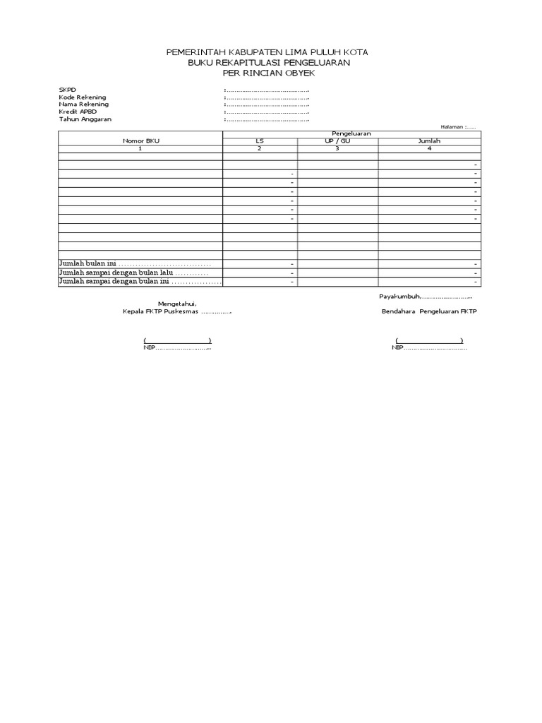 Per Rincian Objek Dan Rekap Belanja | PDF