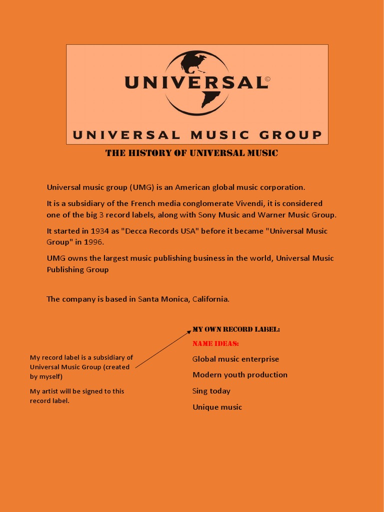 History of Universal Music Group | PDF