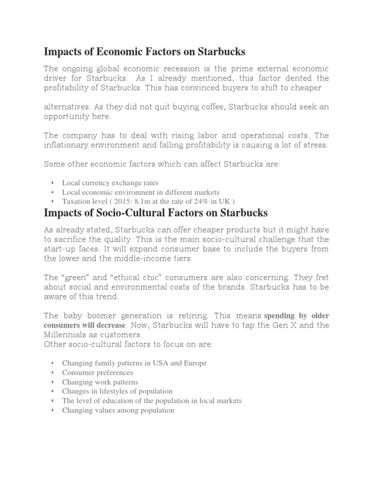 Impacts of Economic Factors On Starbucks | PDF | Starbucks | Mc Donald's