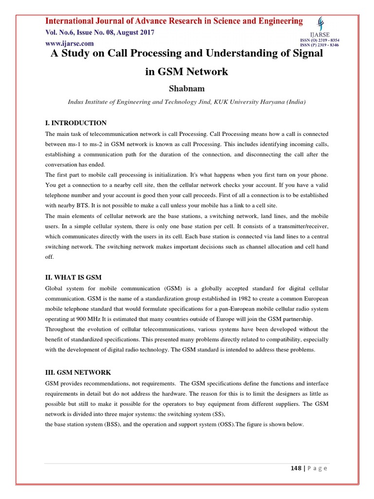 A Study On Call Processing and Understanding of Signal in GSM Network ...