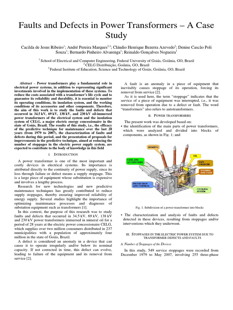 Faults And Defects In Power Transformers Pdf Pdf Transformer