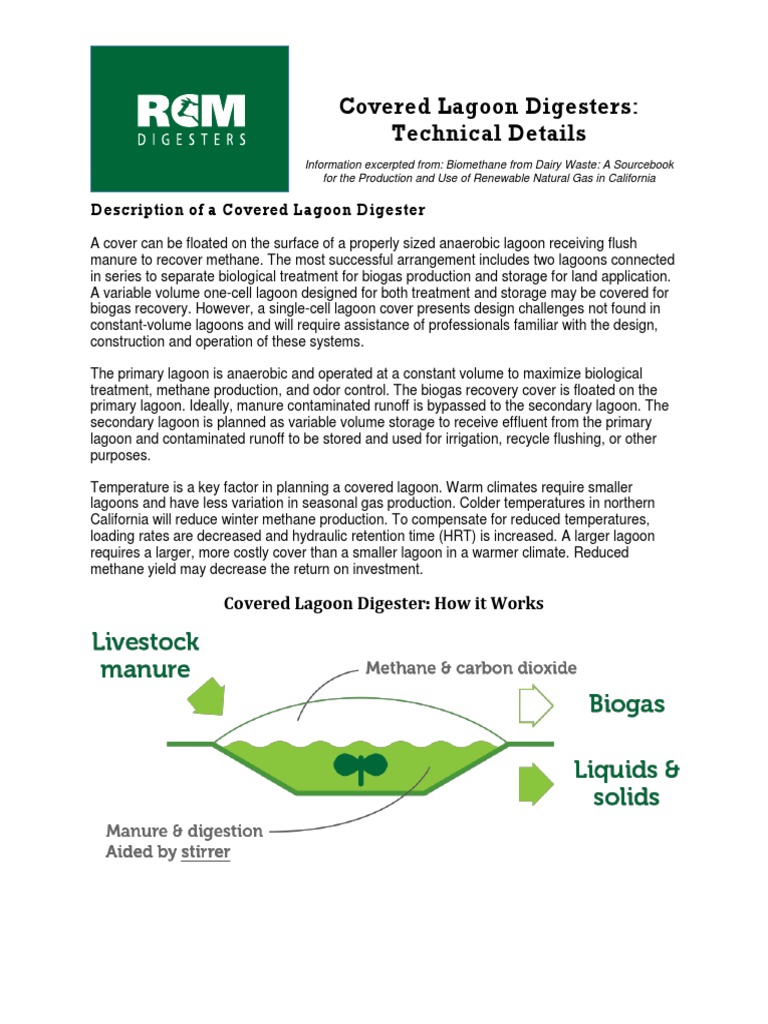 RCM Covered Lagoon Technical Details | PDF | Anaerobic Digestion | Biogas