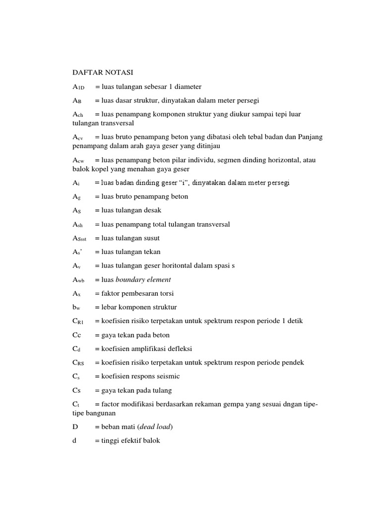 Notasi Struktur Beton dan Baja | PDF | Sains & Matematika