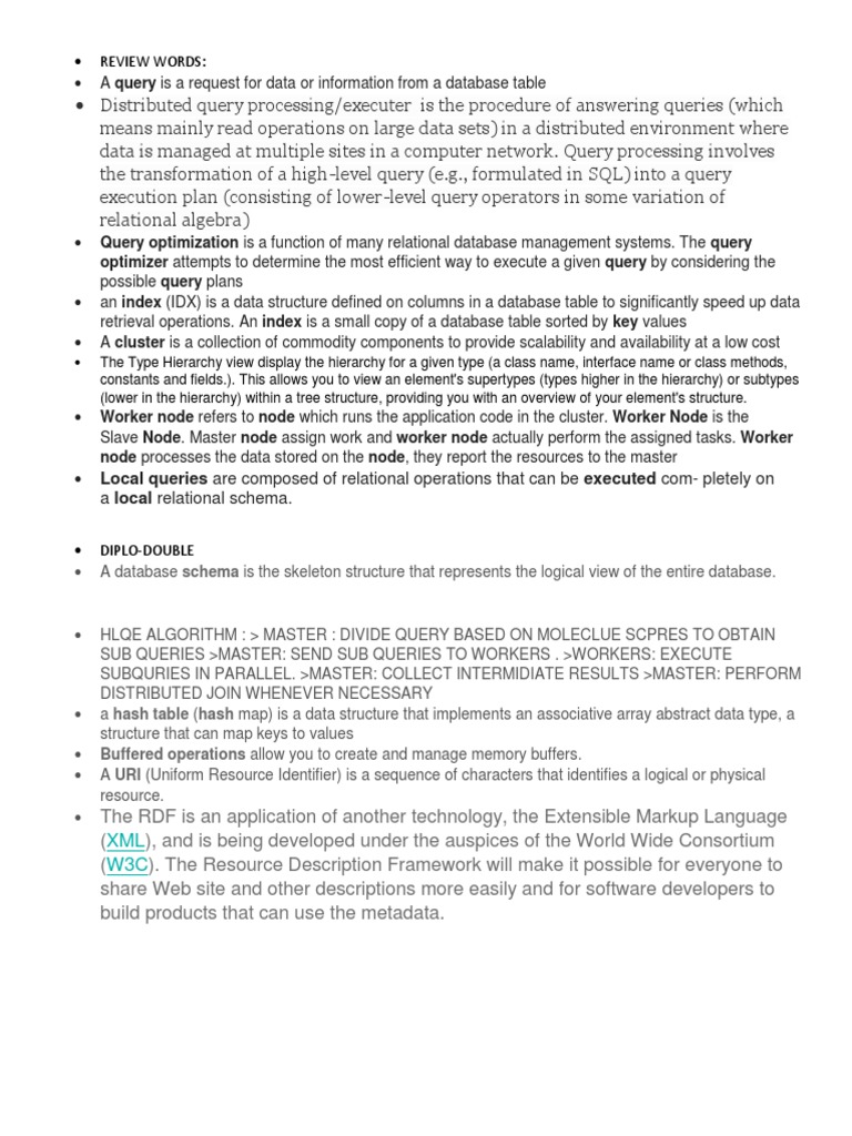 Review Words | PDF | Resource Description Framework | Relational Database