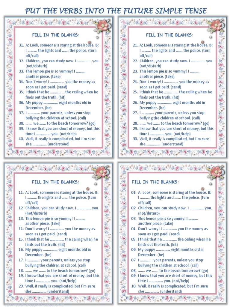 The Future Simple Tense Worksheet Templates Layouts 101552 | PDF ...