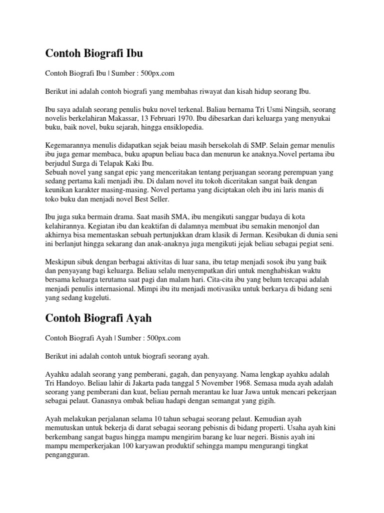 Contoh Biografi Ibu Pdf