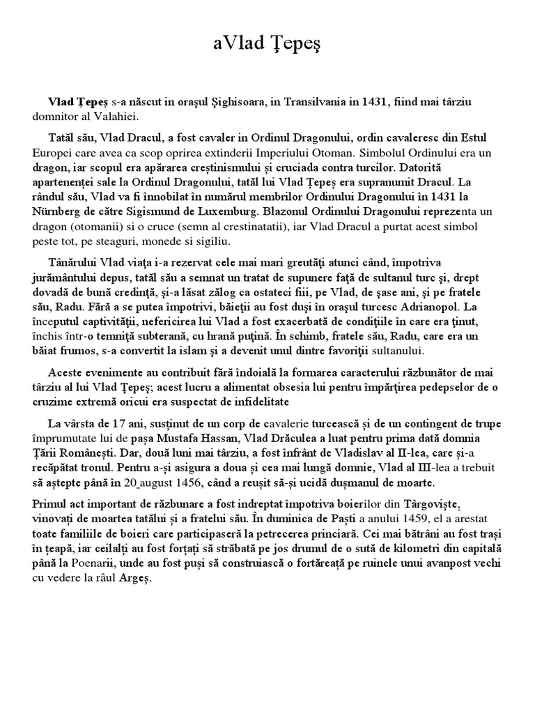 Referat Vlad Tepes | PDF