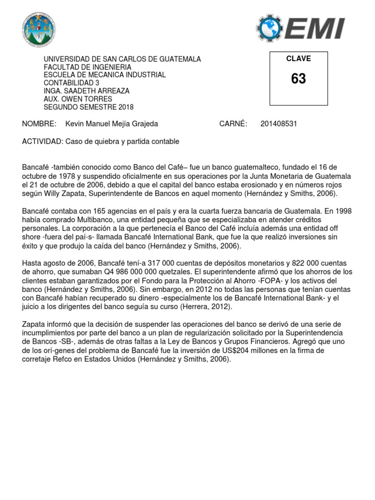 Quiebra de Bancafé: Causas y Consecuencias | PDF | Negocios