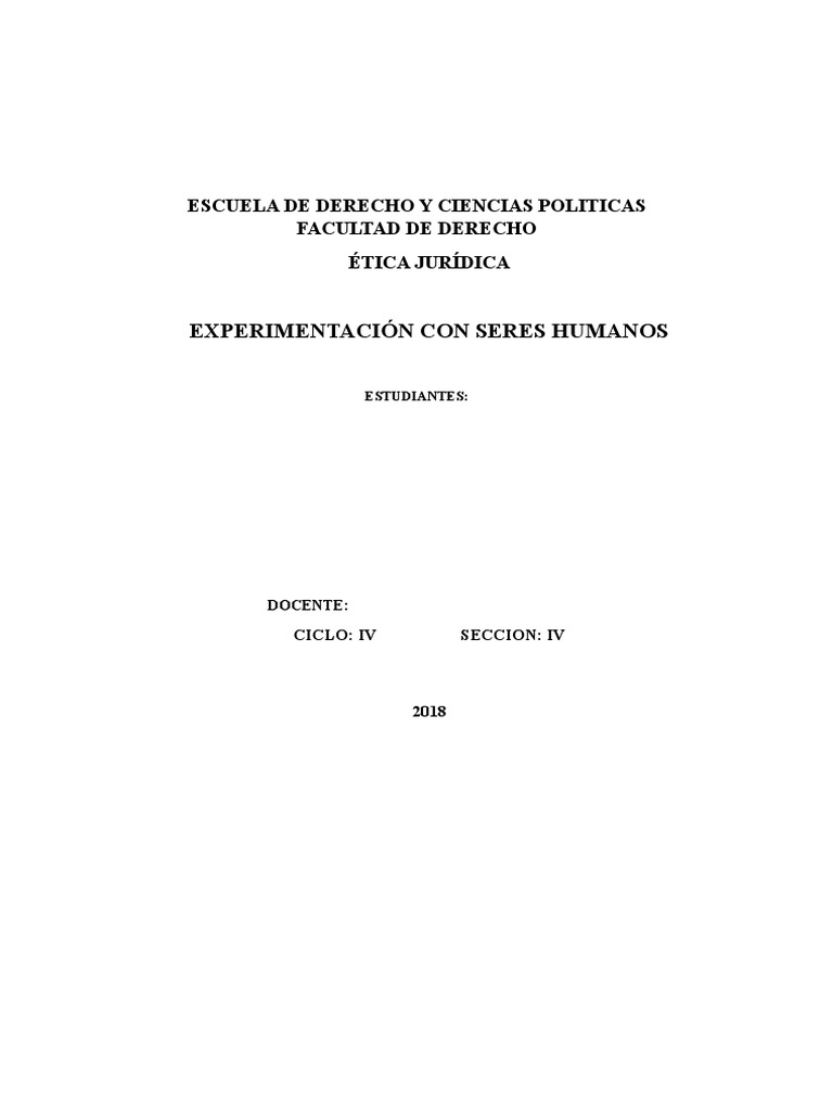 Ética en la Experimentación Humana | PDF | Consentimiento informado ...