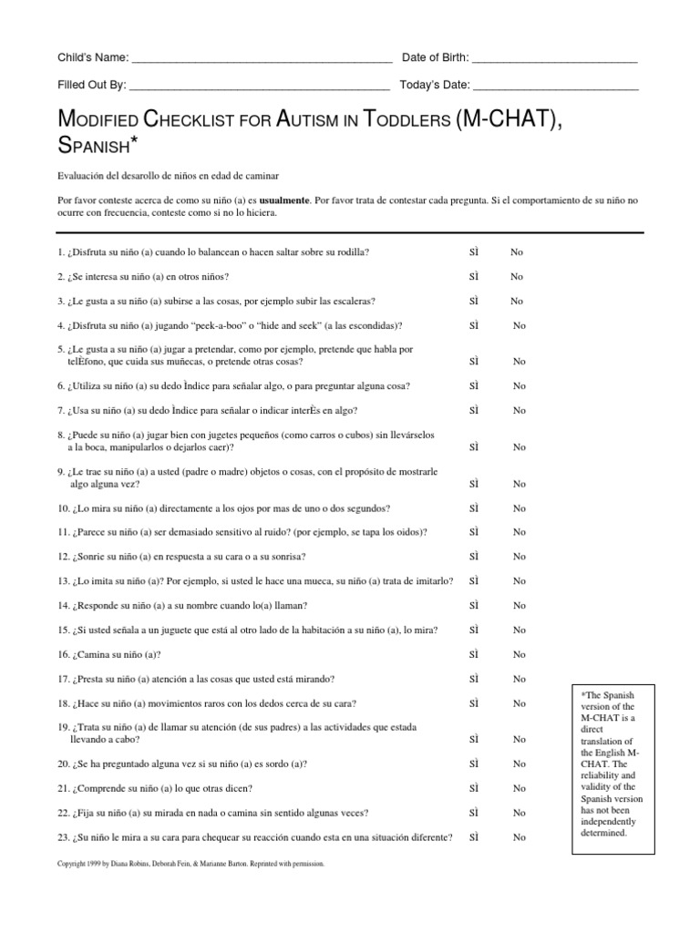 Evaluación M-CHAT para Autismo Infantil | PDF | Ocio