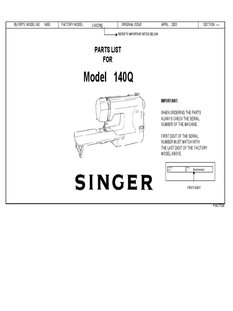 Model 140Q: Parts List FOR | PDF | Screw | Gear