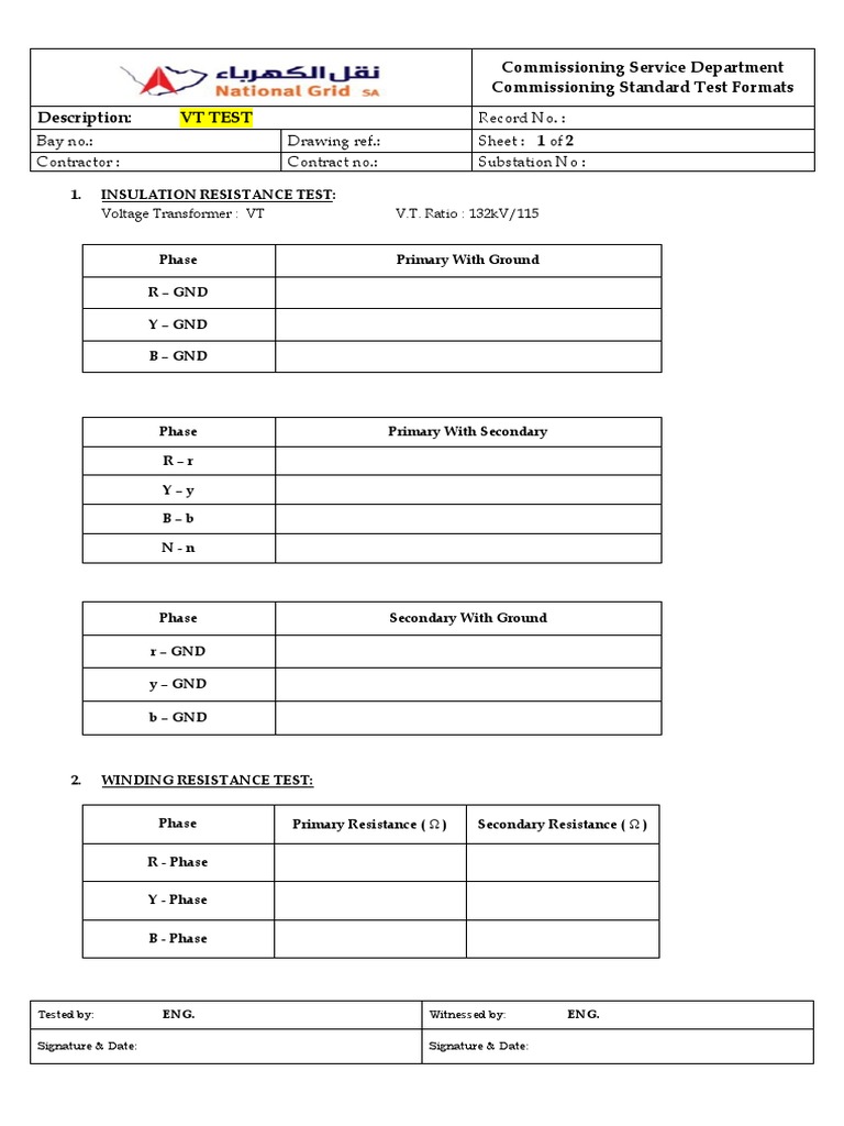VT test form | PDF