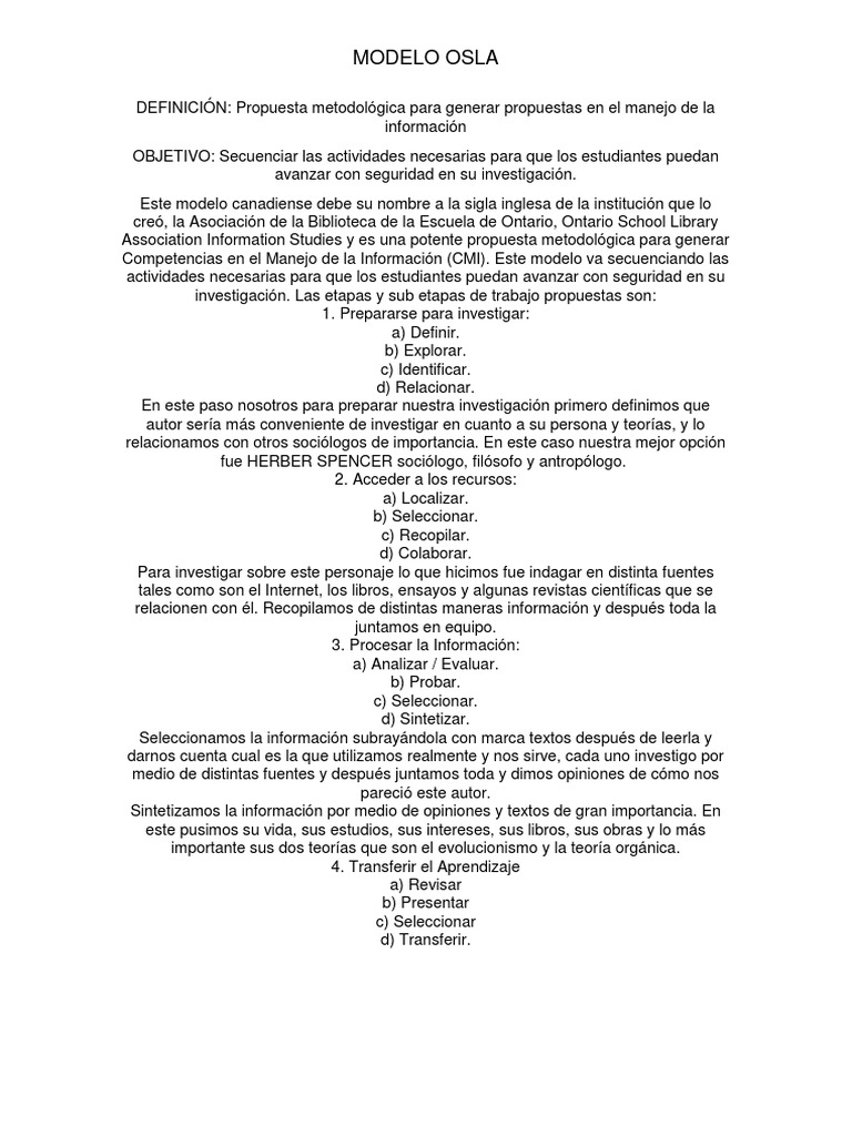 Modelo OSLA: Manejo de Información | PDF | Información | Sociología
