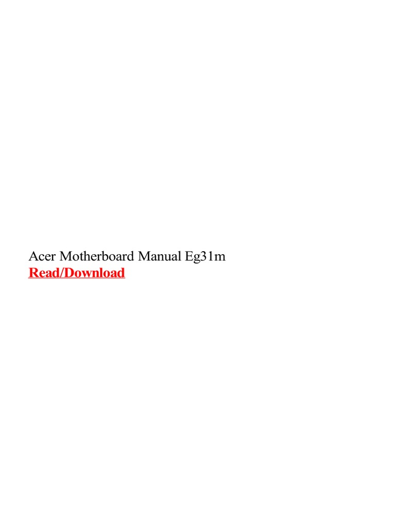 Acer Motherboard Manual Eg31m | PDF | Personal Computers | Computer Related Introductions