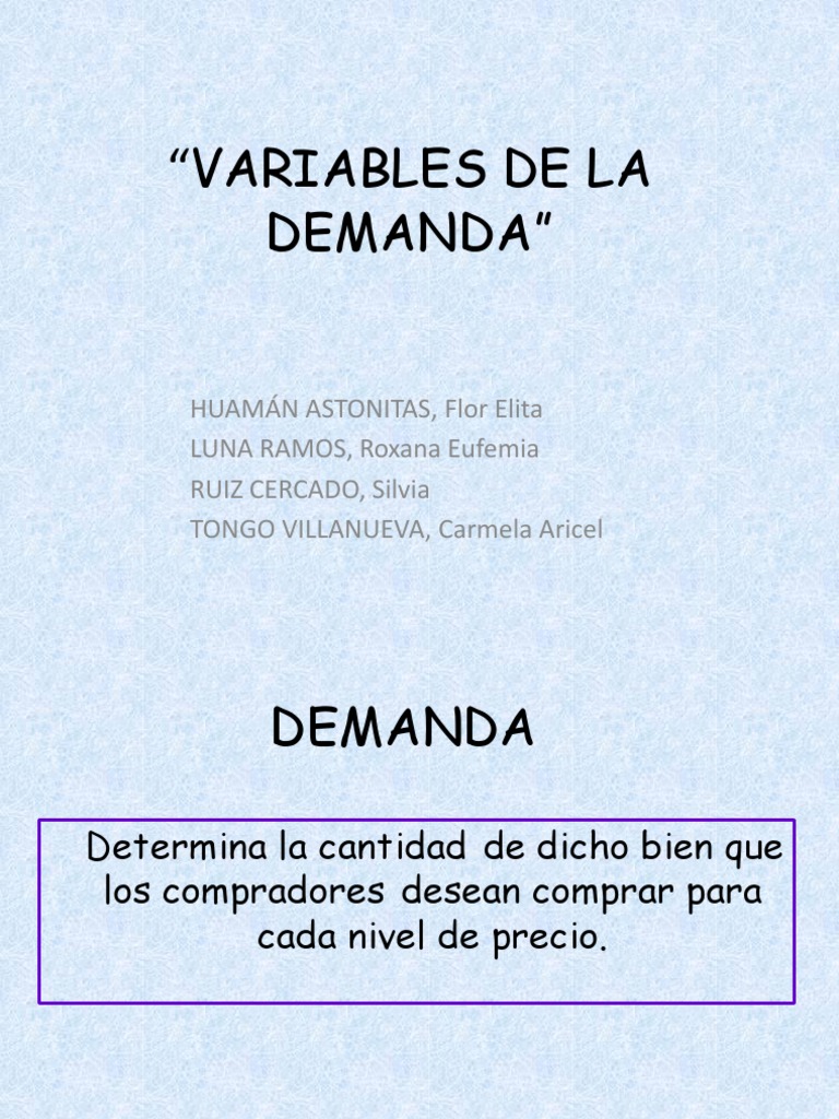 Variables de Demanda | PDF