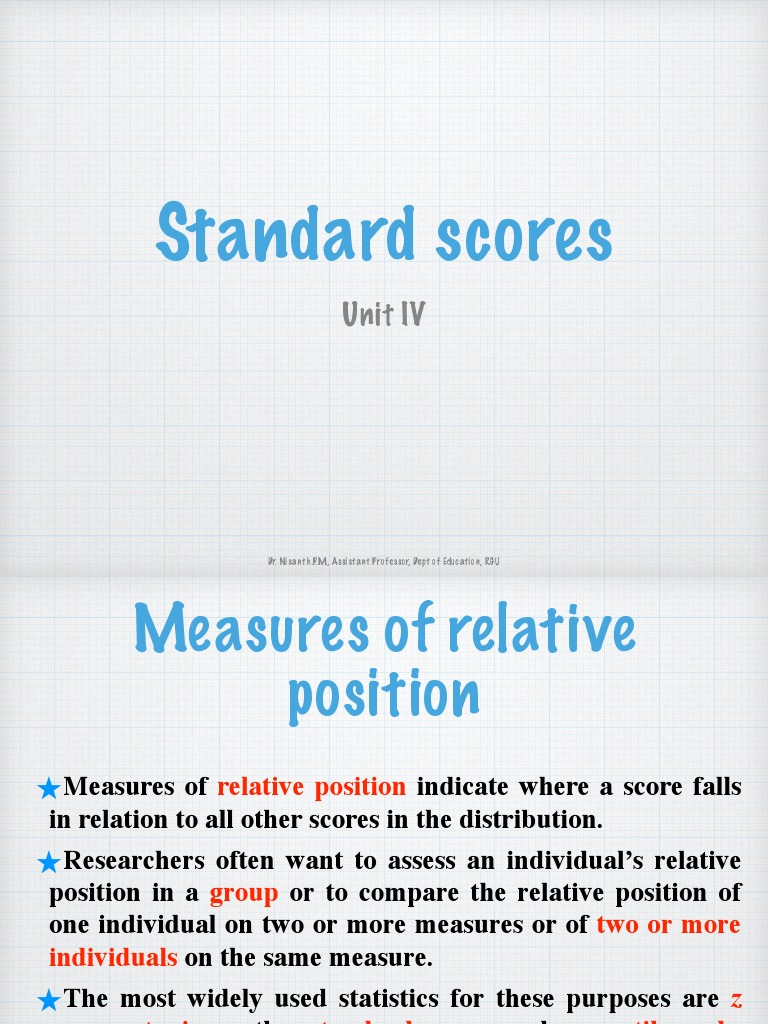 Standard Scores | PDF | Standard Score | Descriptive Statistics