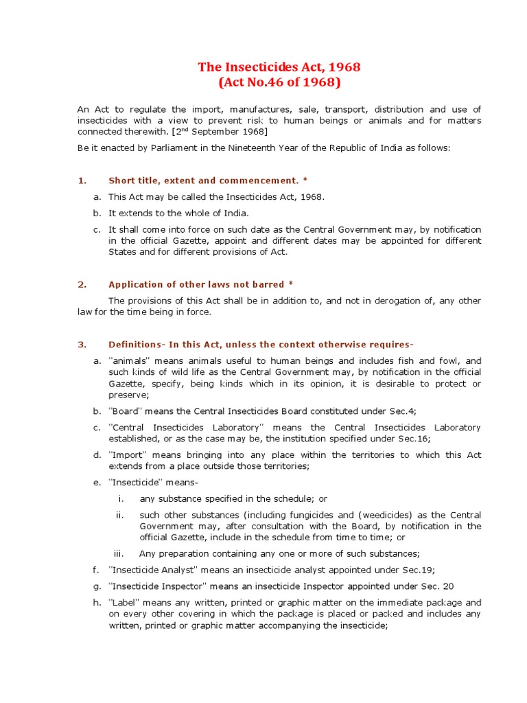 Insecticides Act 1968 | PDF | Board Of Directors | License