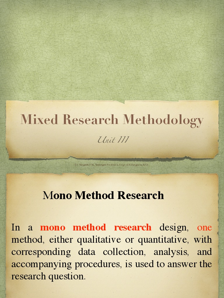 Mixed Research Methodology: Unit III | PDF | Qualitative Research ...