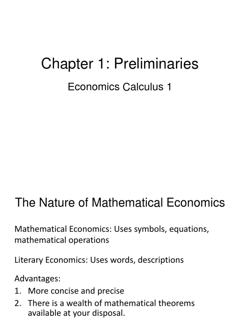 Chapter 1: Preliminaries: Economics Calculus 1 | PDF | Monotonic Function | Function (Mathematics)