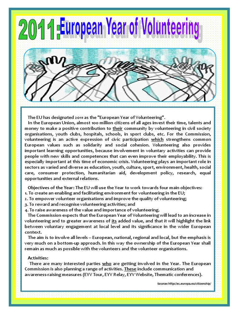 2011 European Year of Volunteering Reading Comprehension Exercises ...
