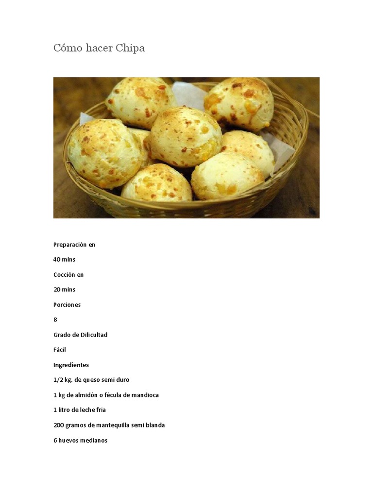 Cómo Hacer Chipa | PDF