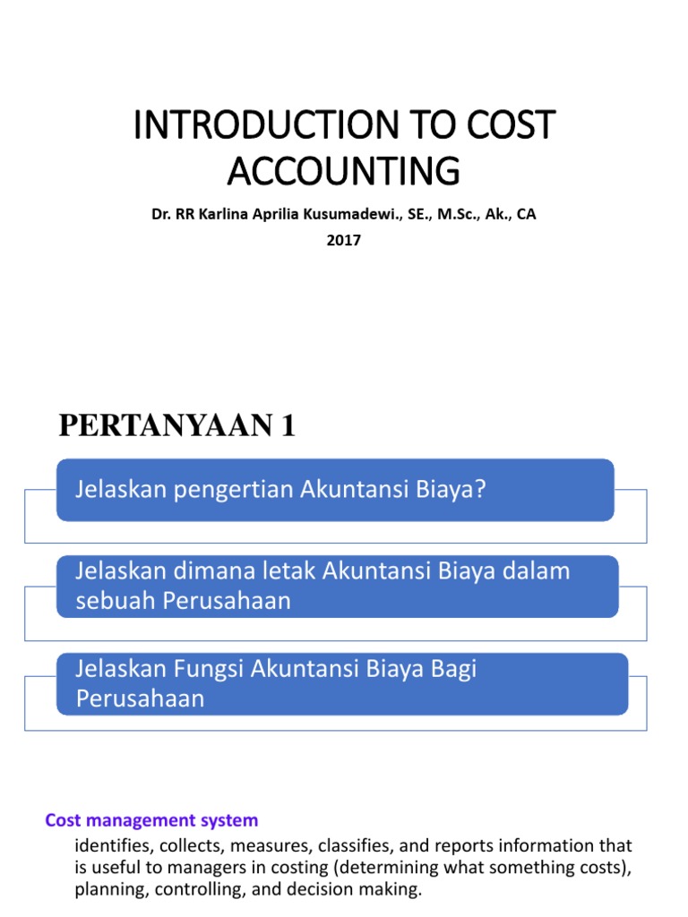 Introduction To Cost Accounting | PDF
