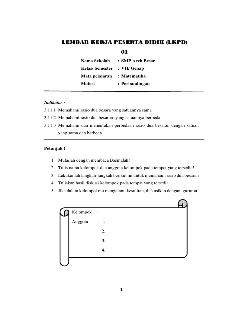 LKPD 01 | PDF | Metode & Bahan Ajar