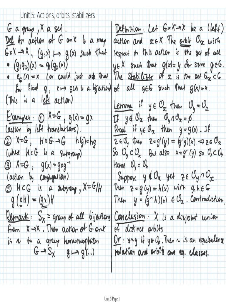 Unit 5: Actions, Orbits, Stabilizers | PDF | Science & Mathematics | Technology & Engineering
