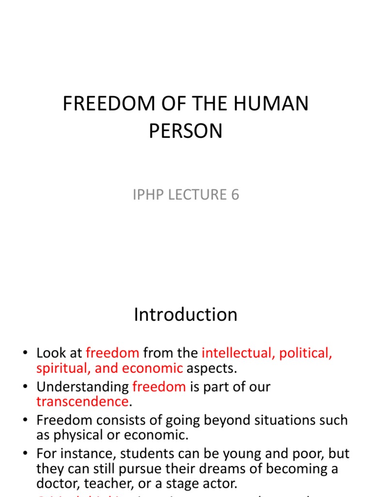 Iphp Freedom of the Human Person | Thomas Aquinas | Sovereignty