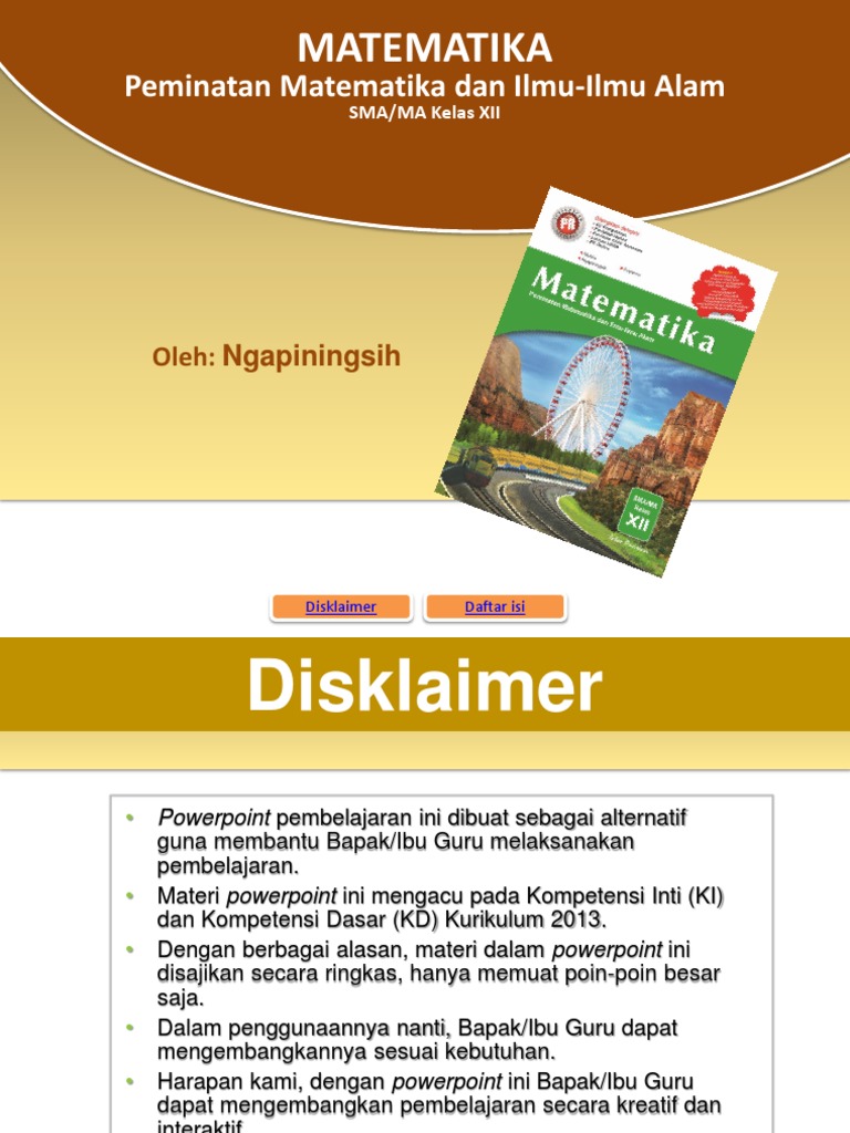 Power Point PG PR Matematika Kelas XII Peminatan Tahun 2018 | PDF