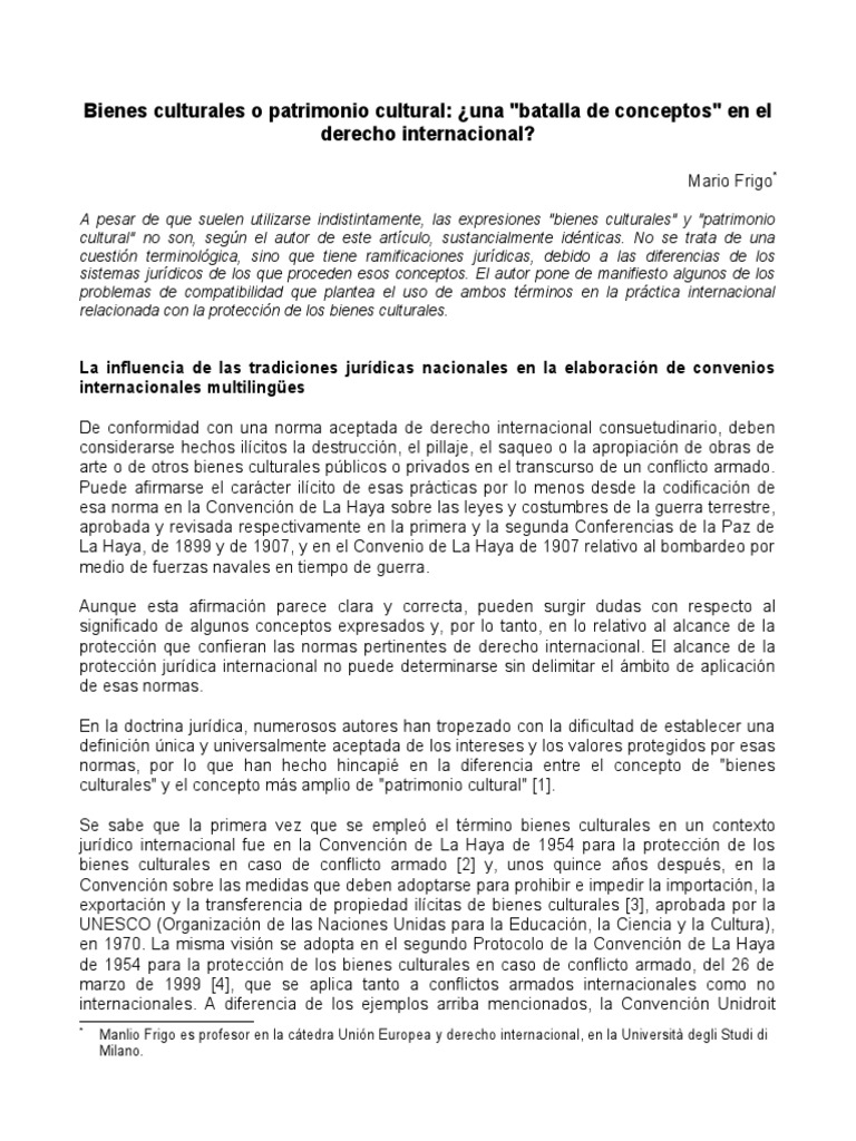 Manlio Frigo - Bienes Culturales o Patrimonio Cultural | PDF | Bienes ...
