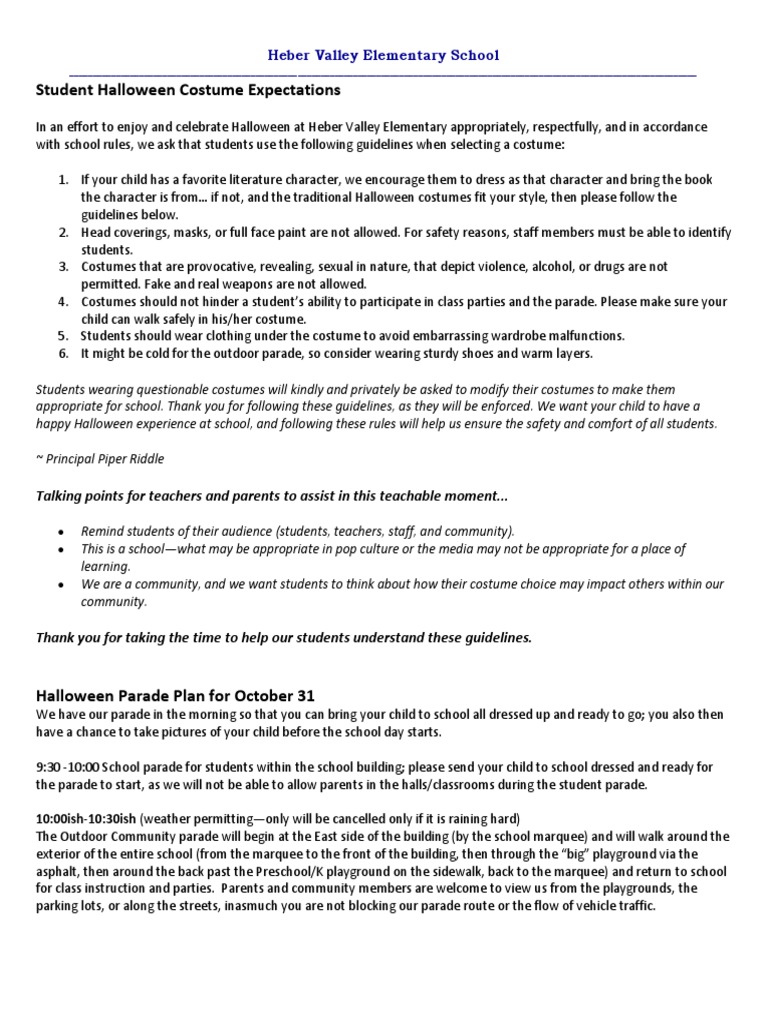 Halloween 2018 Memo | PDF | Further Education | Clothing