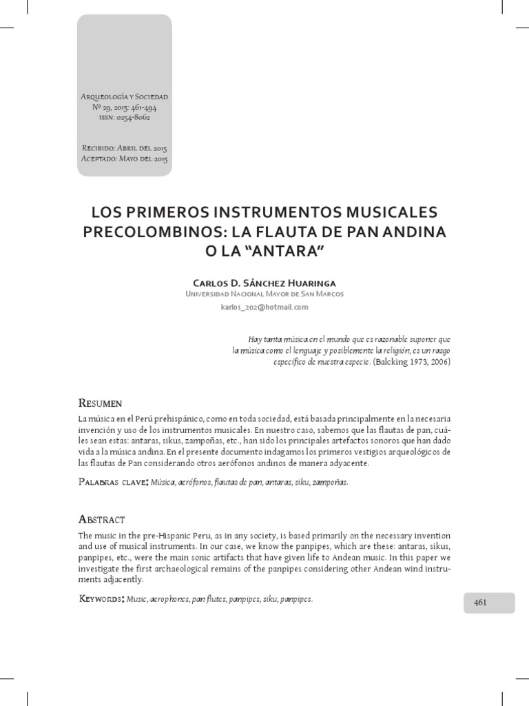 Los Primeros Instrumentos Musicales Precolombinos: La Flauta de Pan ...