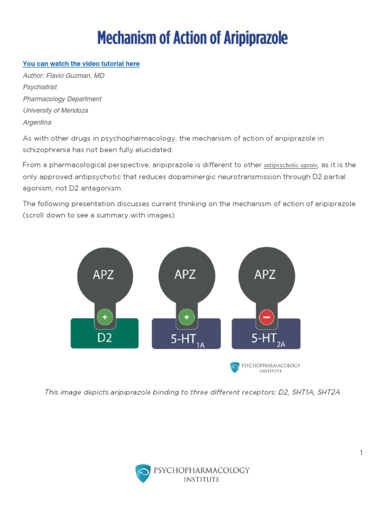 Mechanism of Action of Ariprazole PDF | PDF | Dopamine | Receptor ...