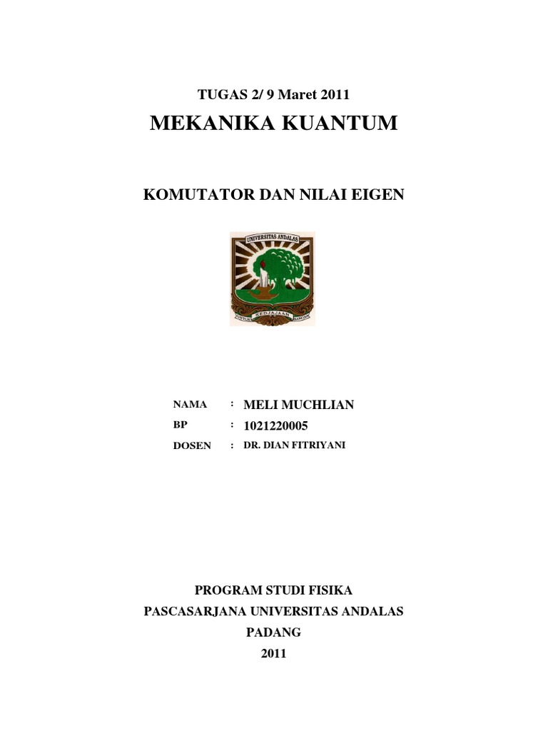 Komutator Dan Nilai Eigen | PDF