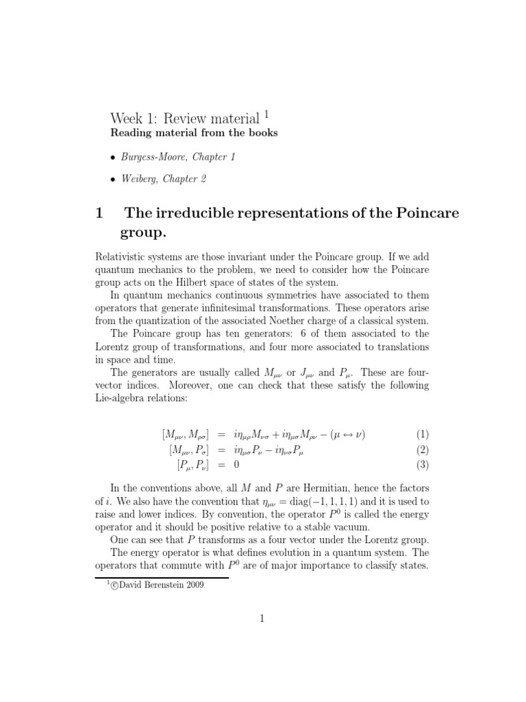 Chap 1 Lorentzgroup UIR | PDF | Spin (Physics) | Wave Function