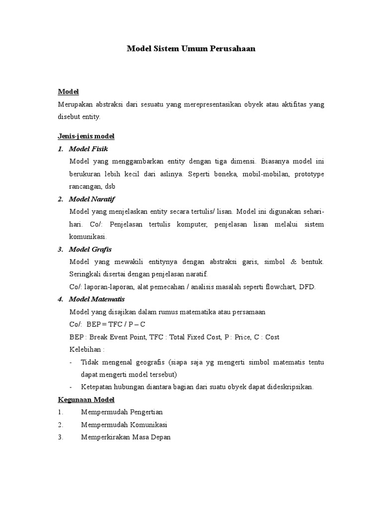 Model Sistem Umum Perusahaan | PDF