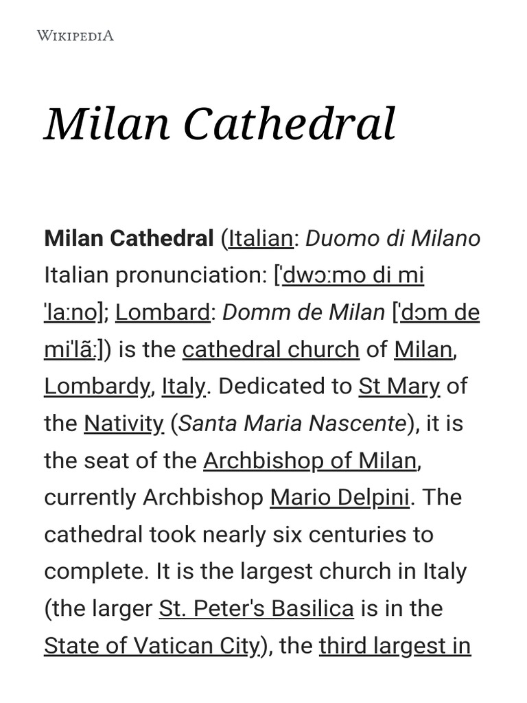 Milan Cathedral - Wikipedia | PDF | Architectural Design | Architecture