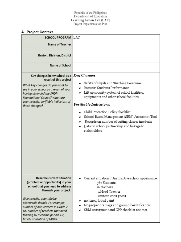 LAC Sample Form | PDF | Teachers | Risk