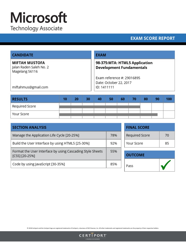 Candidate Miftah Mustofa Exam 98-375:MTA: HTML5 Application Development ...