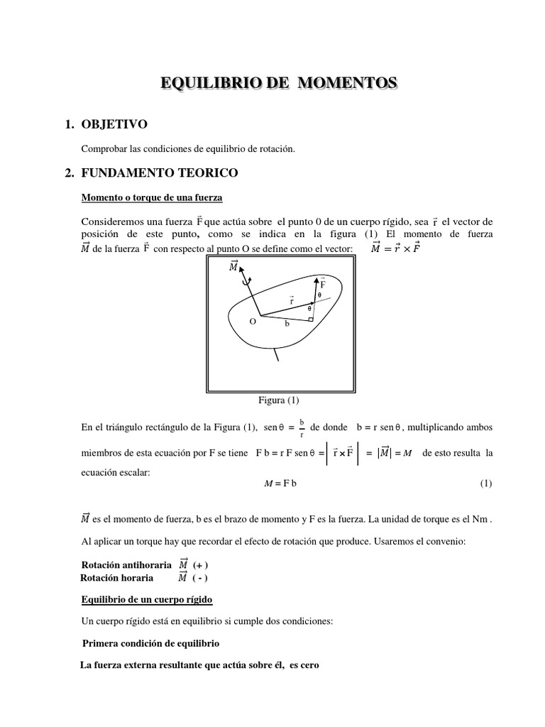 Guia Equilibrio Momentos | PDF | Rotación | Vector Euclidiano