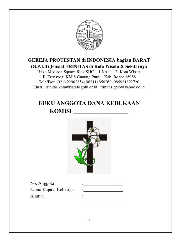 Buku Anggota Dana Kedukaan GPIB Trinitas | PDF