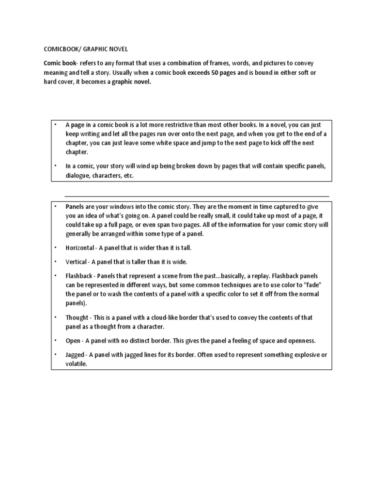 Comic Book-Refers To Any Format That Uses A Combination of Frames ...