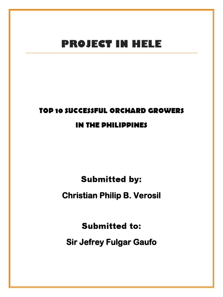 Project in Hele | PDF | Agriculture | Food And Drink