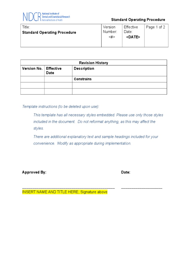 Title: Number: Effective Date: Page 1 of 2: Standard Operating ...