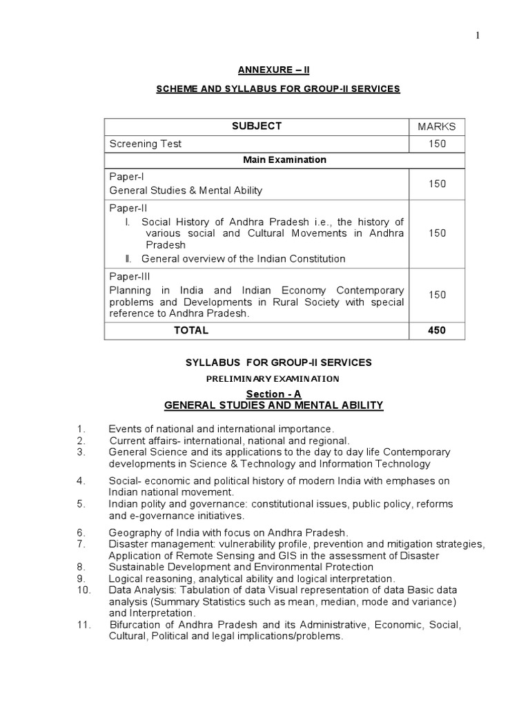 Subject: Annexure - Ii Scheme and Syllabus For Group-Ii Services | PDF | Fiscal Policy | Economies