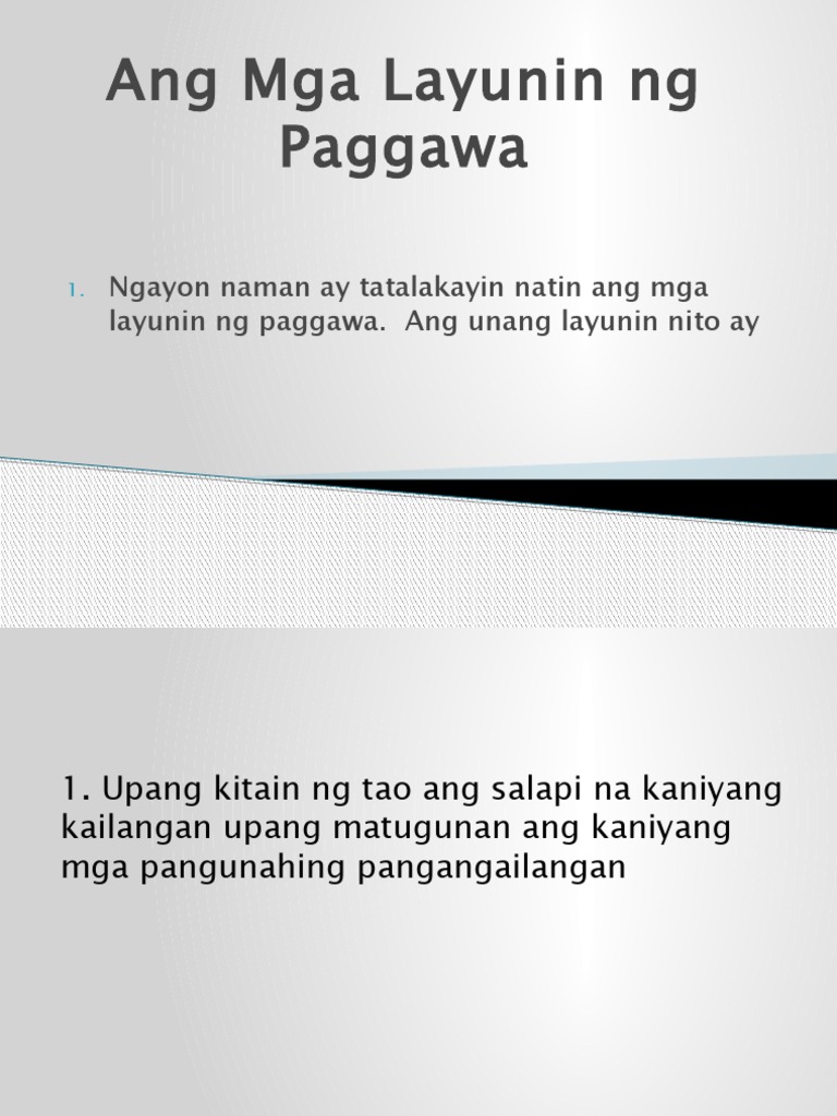 Ang Mga Layunin NG Paggawa | PDF